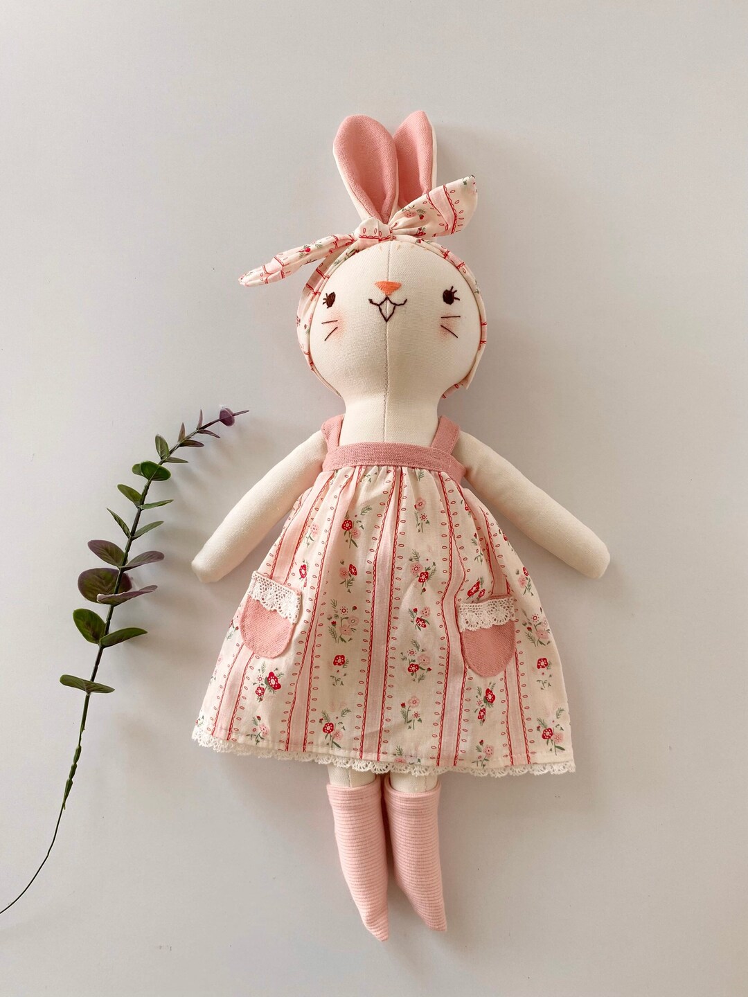 Stuffed Animal Doll Handmade Bunny Doll Linen Soft Fabric - Etsy