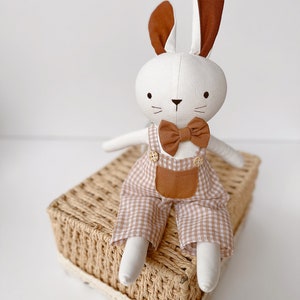 Bunny Doll, Linen Soft Fabric Doll, Heirloom Handmade Doll, Textile ...