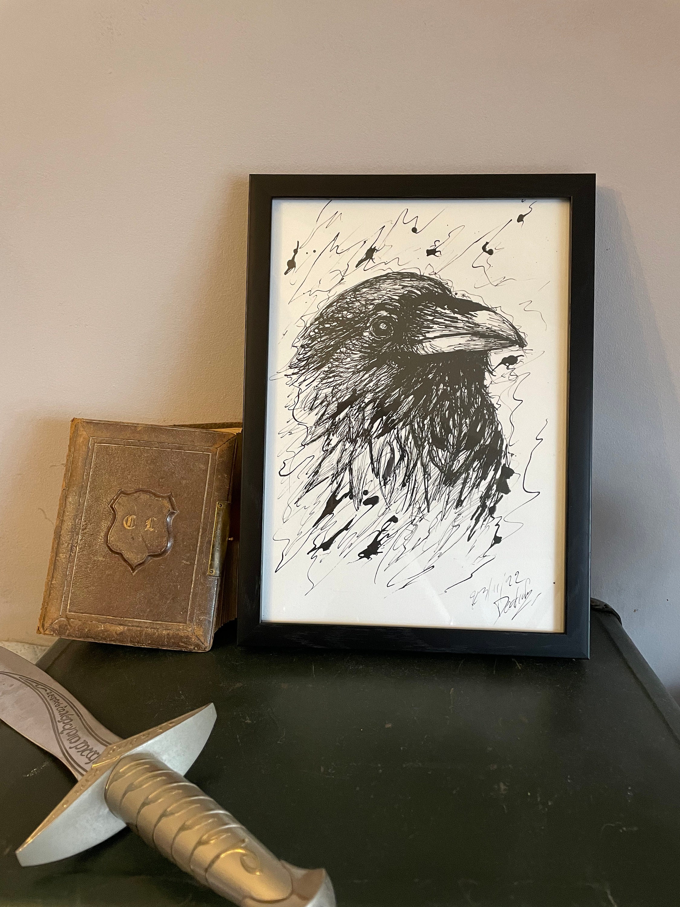 Pen and Indian Ink Drawing of a Crow - Etsy