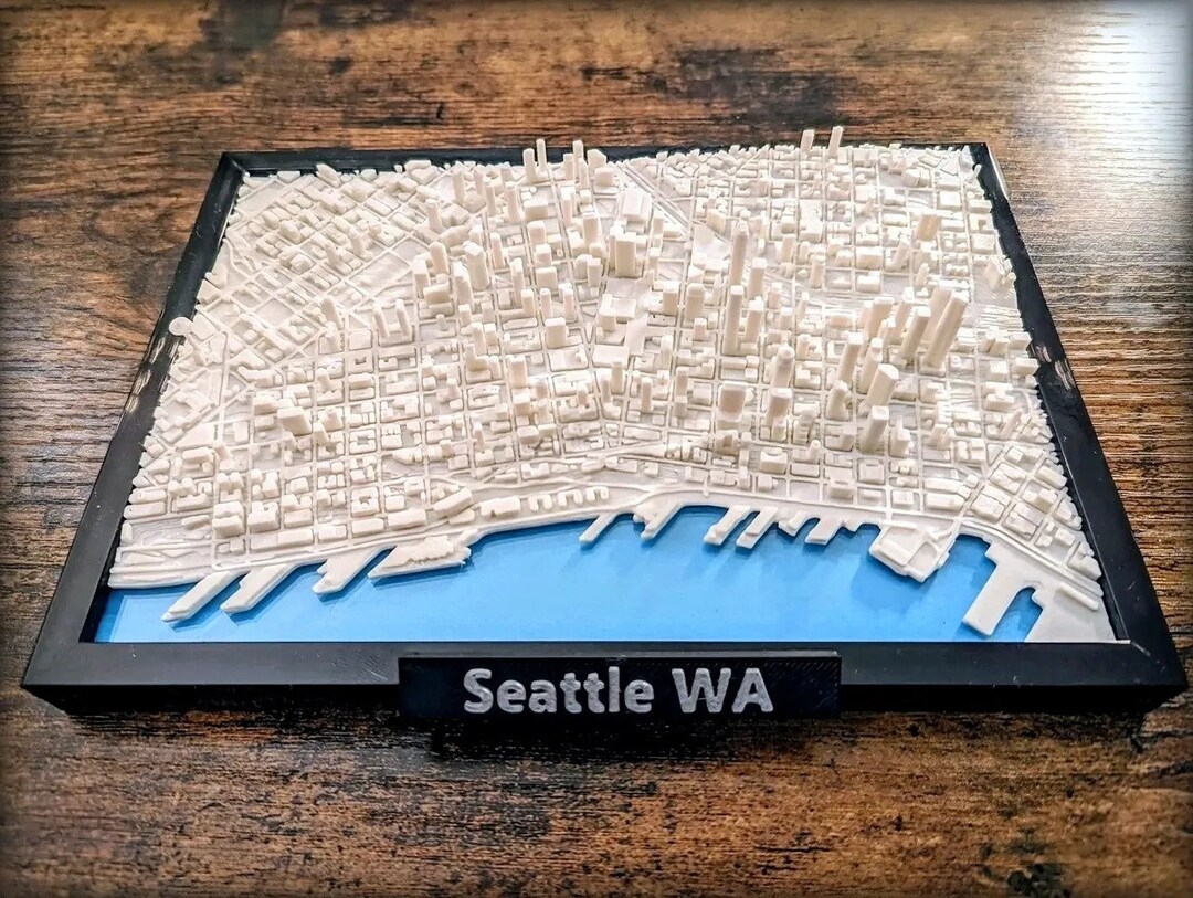 Seattle Washington 3D Map 3D Miniature Topographical Map Urban ...