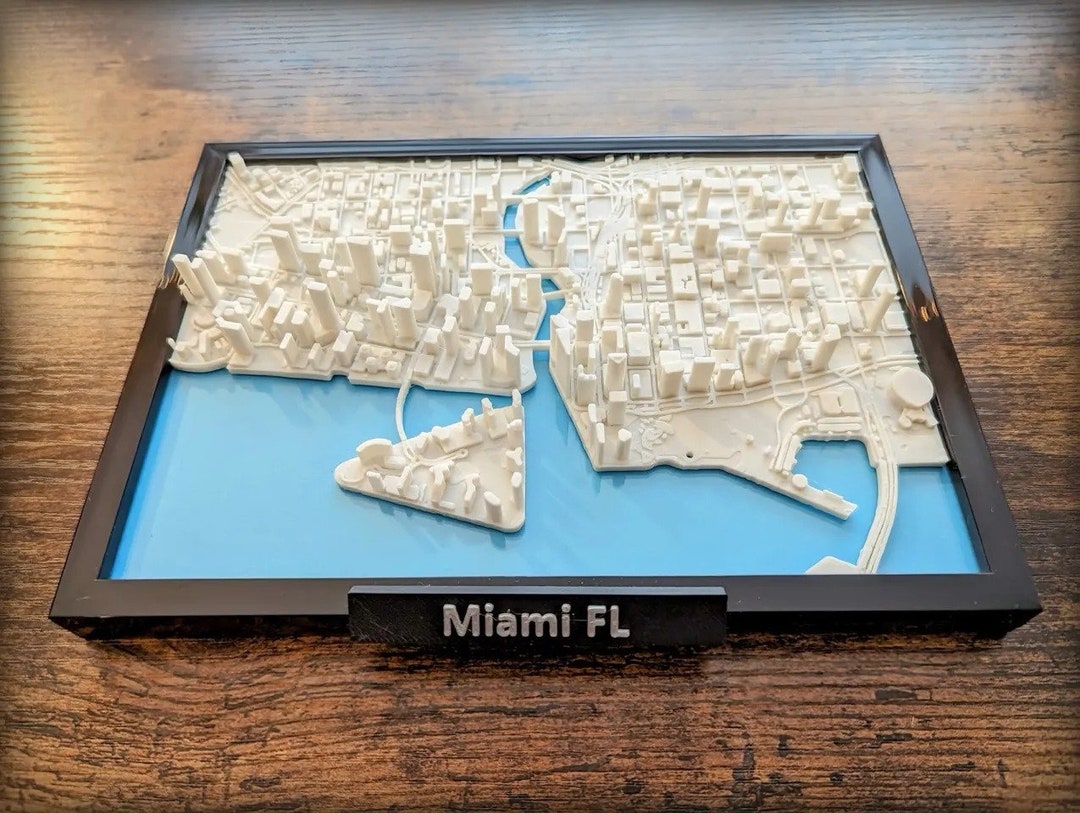 Miami Florida 3D Map 3D Miniature Topographical Map Urban Landscapes ...