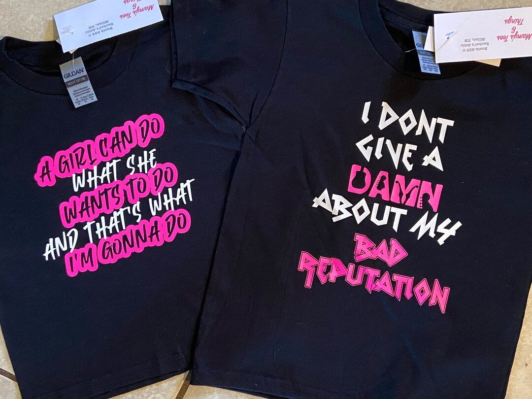 Joan Jett Lyric Tees - Don't Give a Damn About My Bad Reputation/a Girl Can Do What a Girl Wants ...