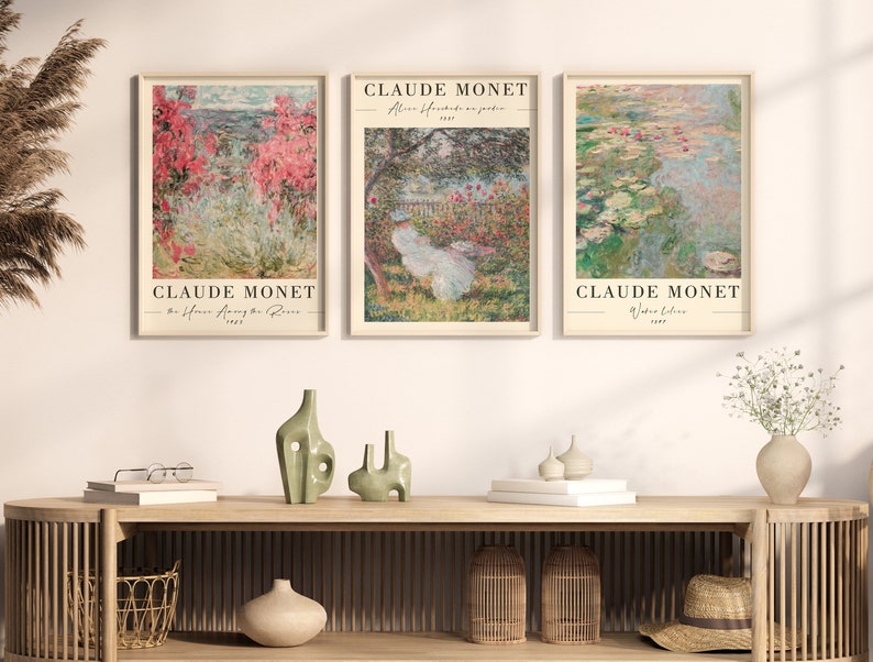 Claude Monet Poster, Art Poster Set, Set of 3 Exhibition Posters ...