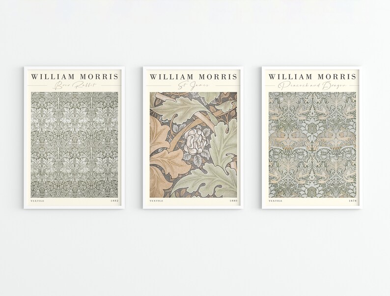 William Morris Art Exhibition Poster Set, Exhibition Posters, Digital ...