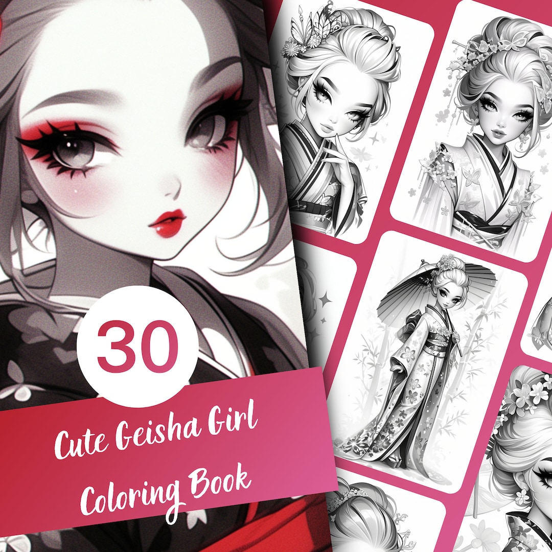 Cute Geisha Girl Coloring Book,30 Pages of Adorable Geisha Girl ...