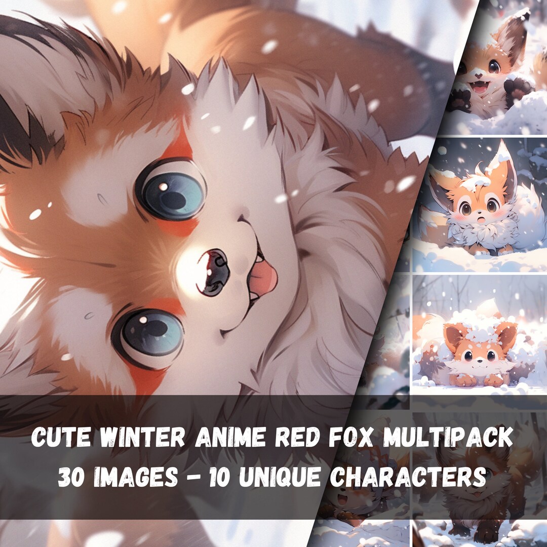 Cute Winter Anime Red Fox Multipack, 30 Images - 10 Unique Characters ...