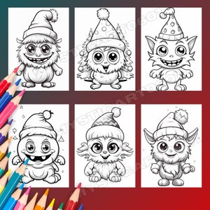 Cute Christmas Monsters Coloring Book- 30 Page Coloring Book for Kids ...
