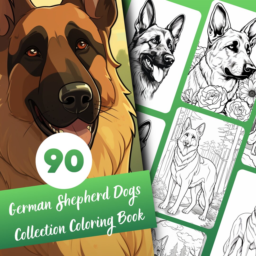 German Shepherd Dogs Collection Coloring Book, 90 Pages Featuring ...