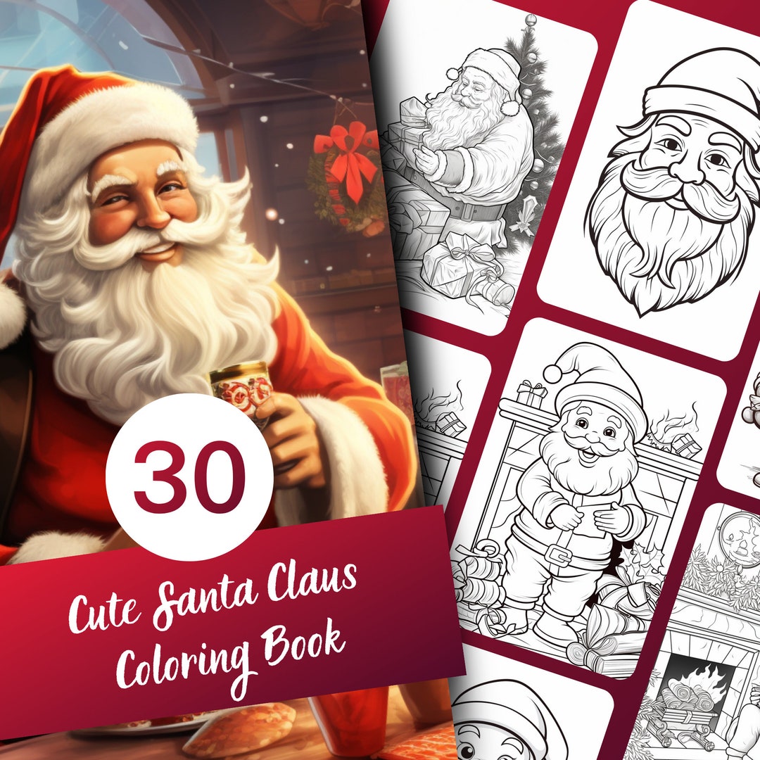 Santa Claus Coloring Book, 30 Printable Pages (PDF Pattern) - Etsy