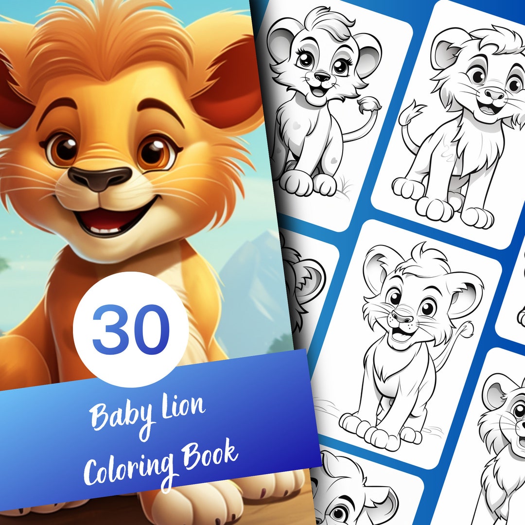 Baby Lion Coloring Book, 30 Page Cute Baby Lion Coloring Book for Kids ...
