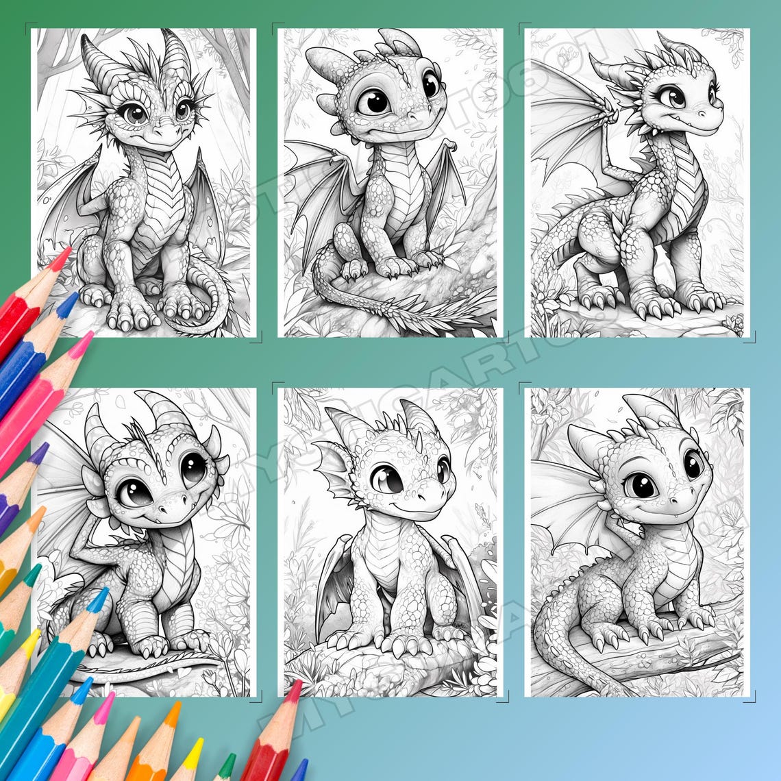 Dragon Coloring Book – 30 Page Grayscale Fantasy Art (printable PDF) - Etsy
