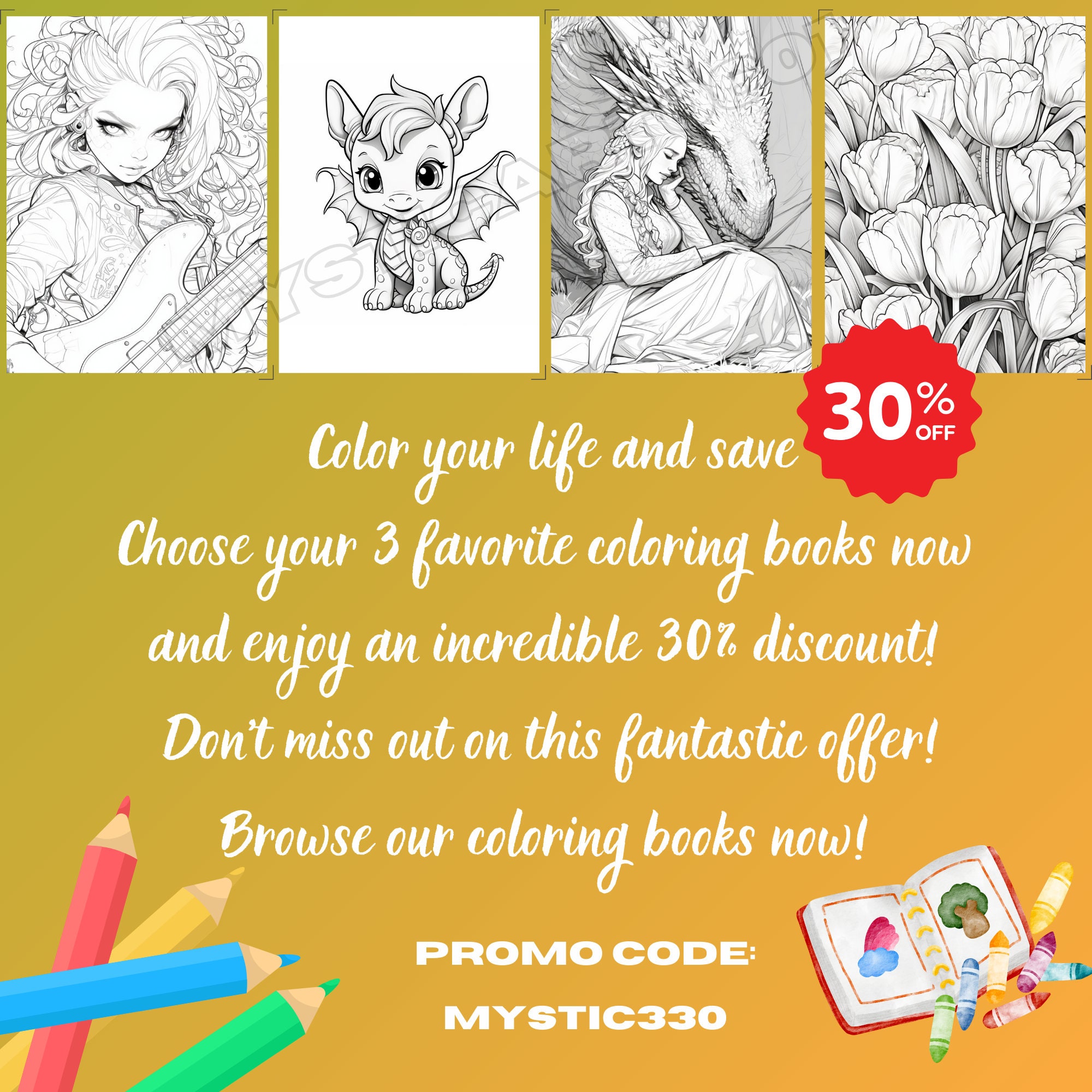 Cute Hippy Girl Coloring Book - 30 Page Grayscale Coloring Book for ...