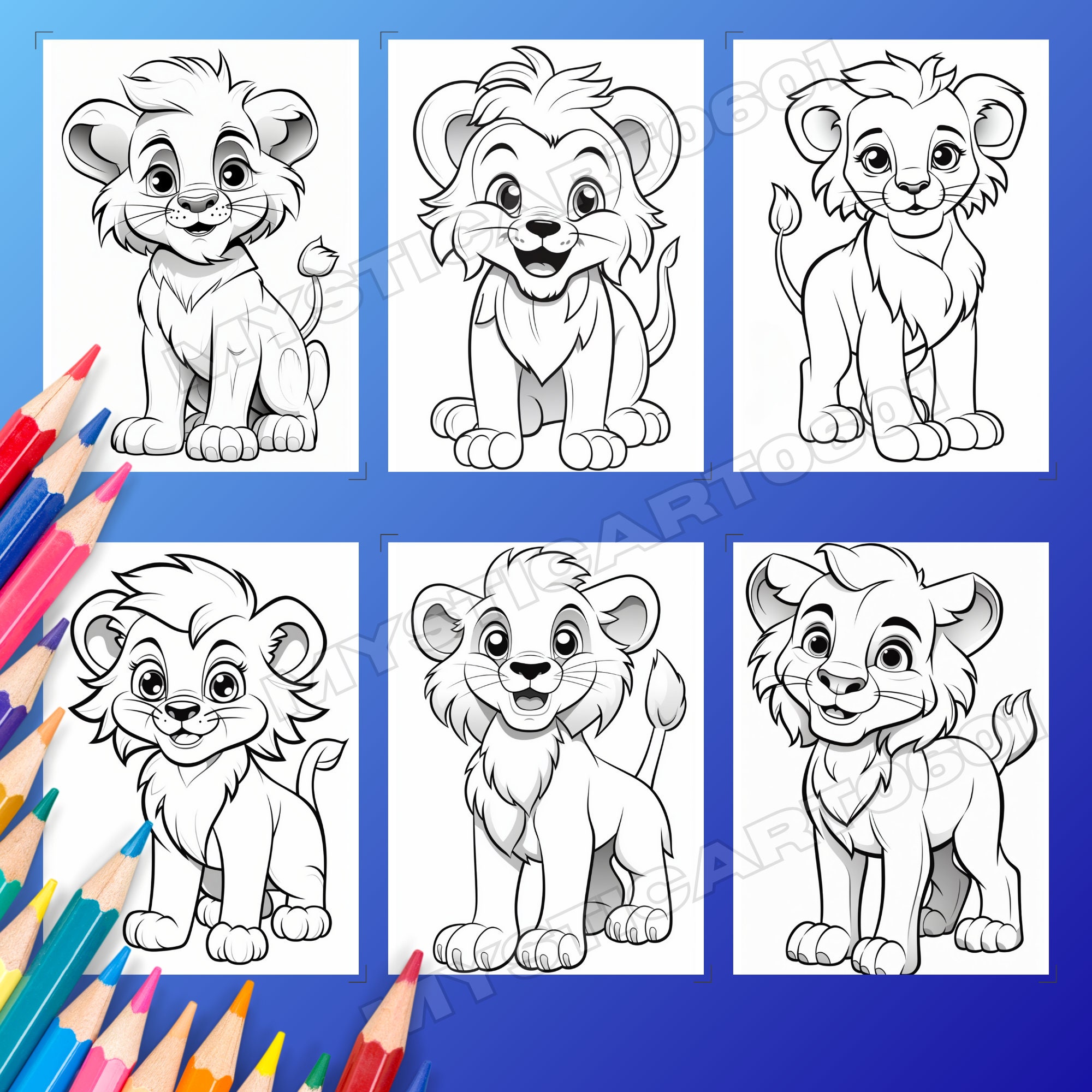Baby Lion Coloring Book, 30 Page Cute Baby Lion Coloring Book for Kids ...