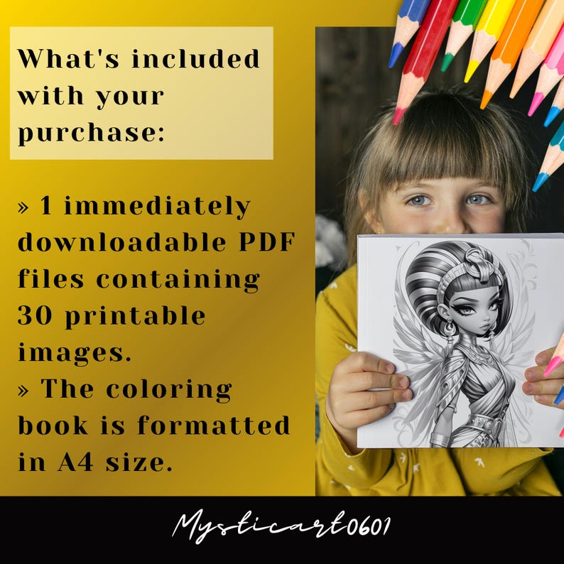 Egyptian Goddess Isis Coloring Book – 30 Page Grayscale Art (printable ...