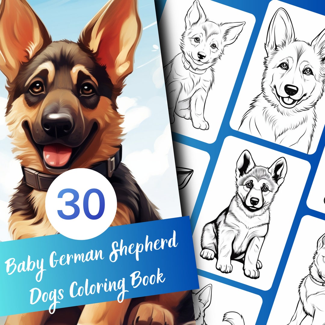 Baby German Shepherd Dogs Coloring Book, 30 Pages of Cute Baby German ...