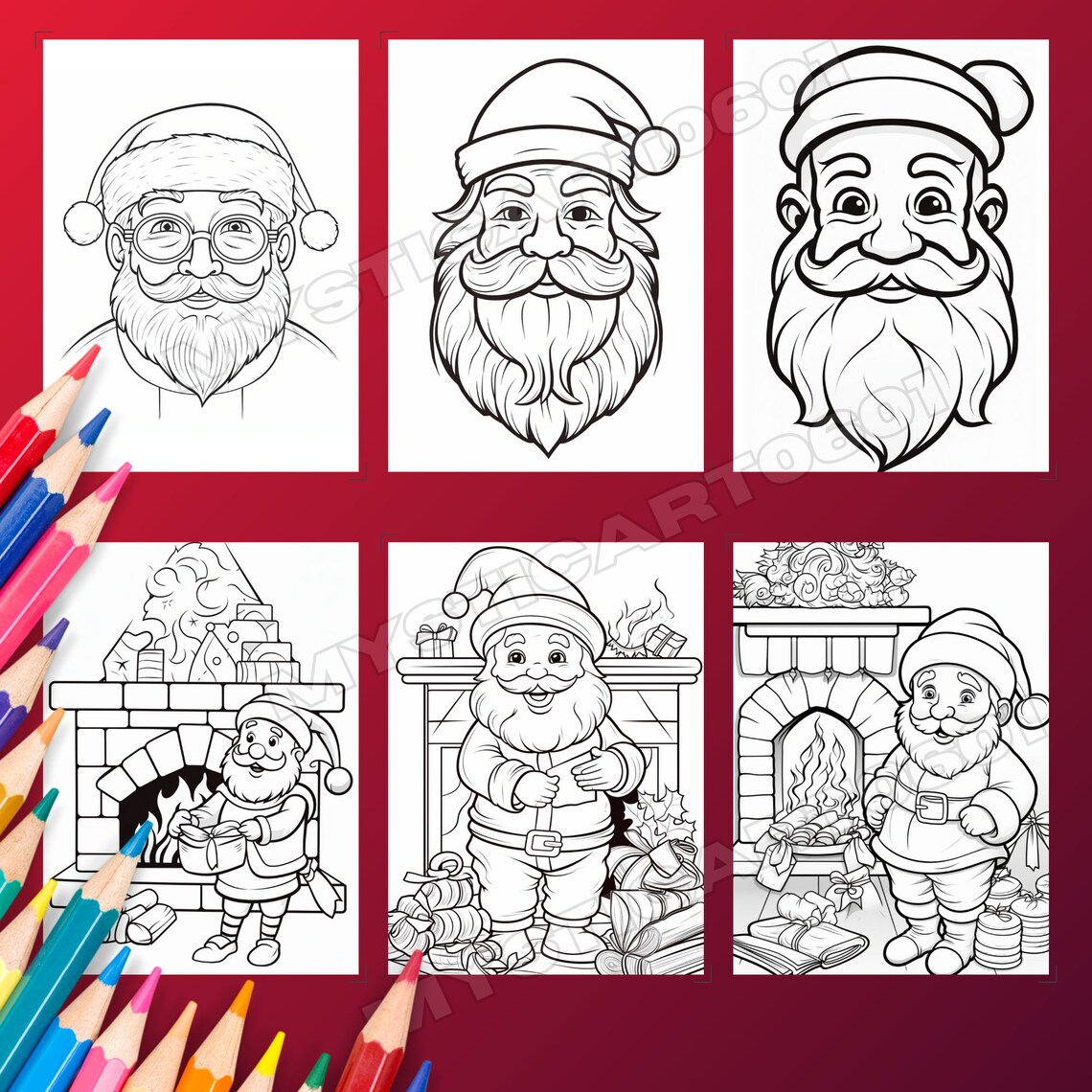 Santa Claus Coloring Book, 30 Printable Pages (PDF Pattern) - Etsy