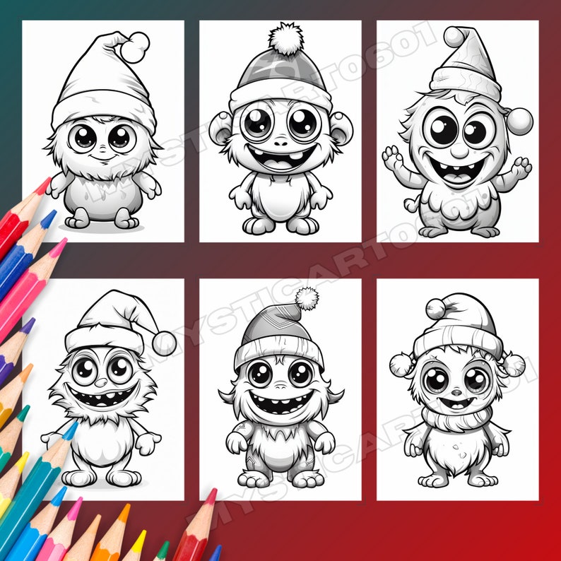 Christmas Monster Coloring Book – 30 Page Printable PDF (instant ...
