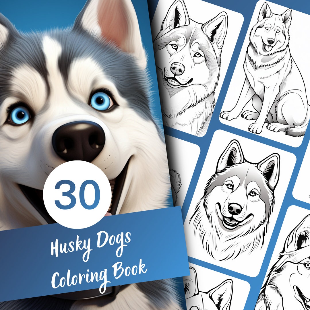 Husky Dogs Coloring Book, 30 Printable Illustrations (PDF Download) - Etsy