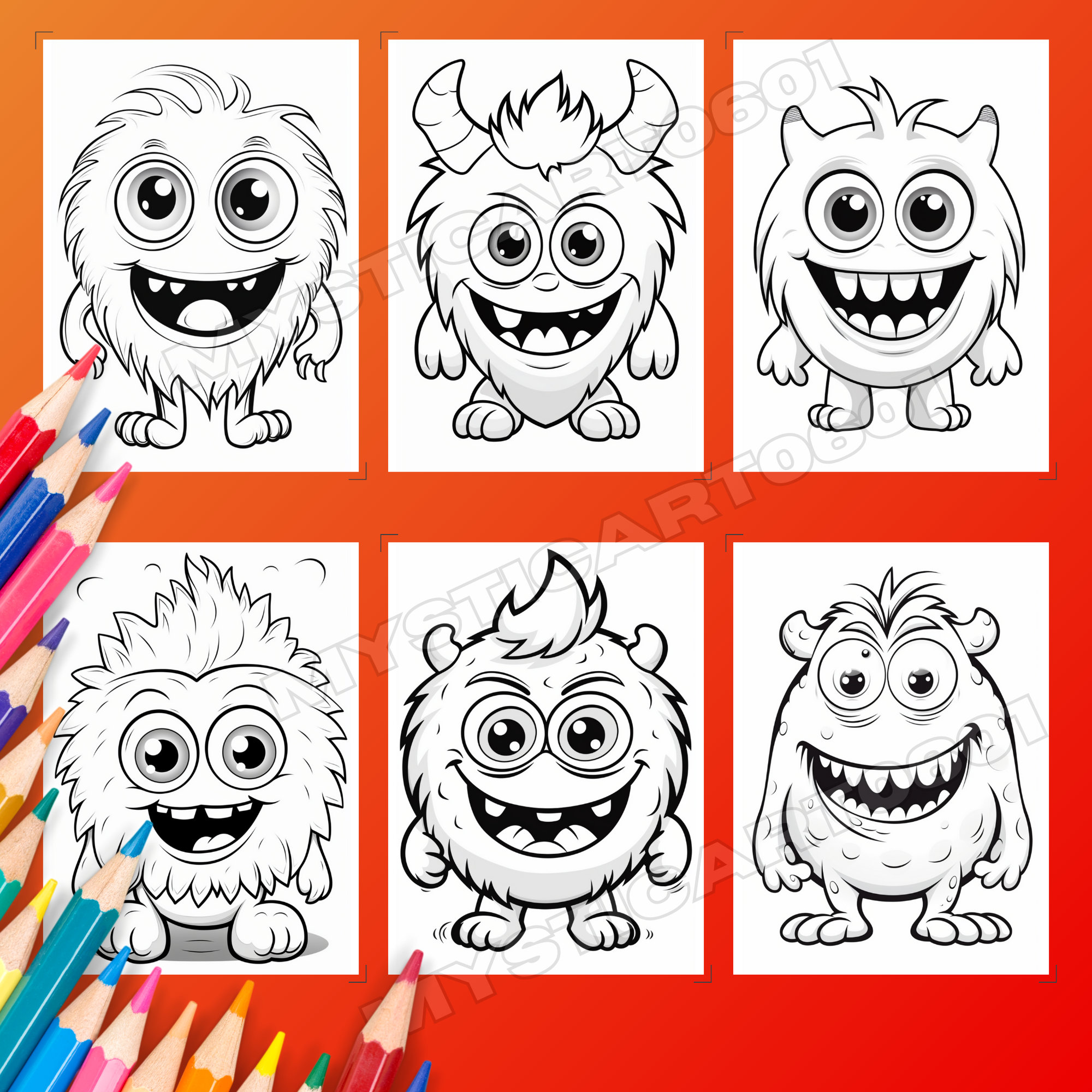 Cute Monster Coloring Book, 30 Pages of Adorable Playful Monsters ...