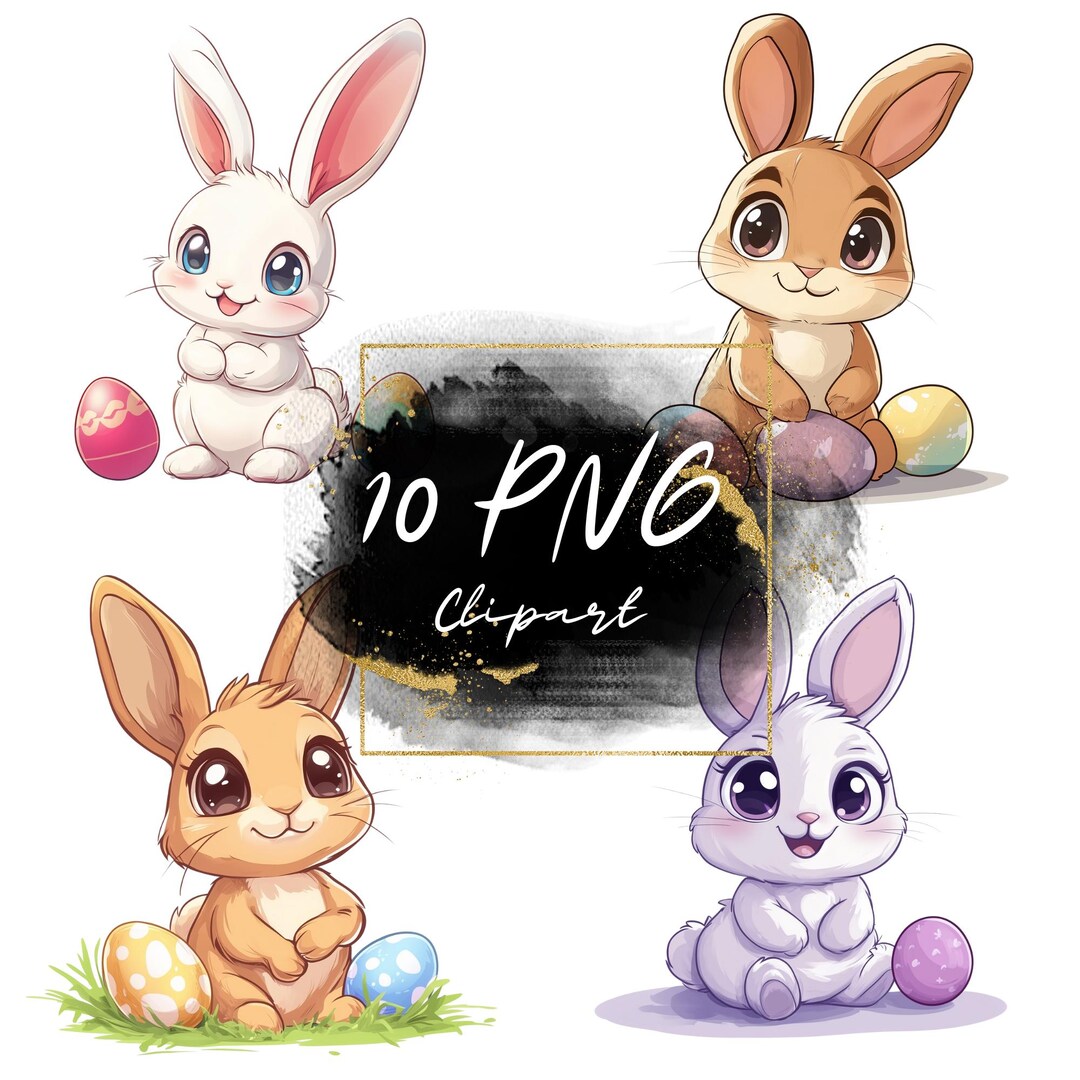 Chibi Easter Bunny Clipart – 10 PNG Cute Easter-themed Chibi Bunny ...