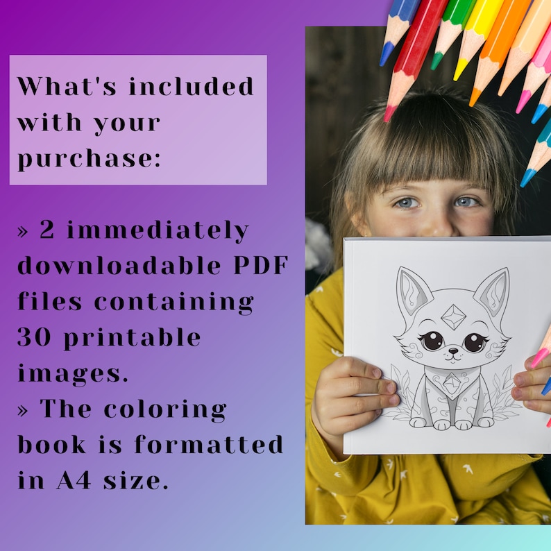 Cute Kawaii Cats Coloring Book, 30 Pages of Cute Kawaii Cat Coloring ...