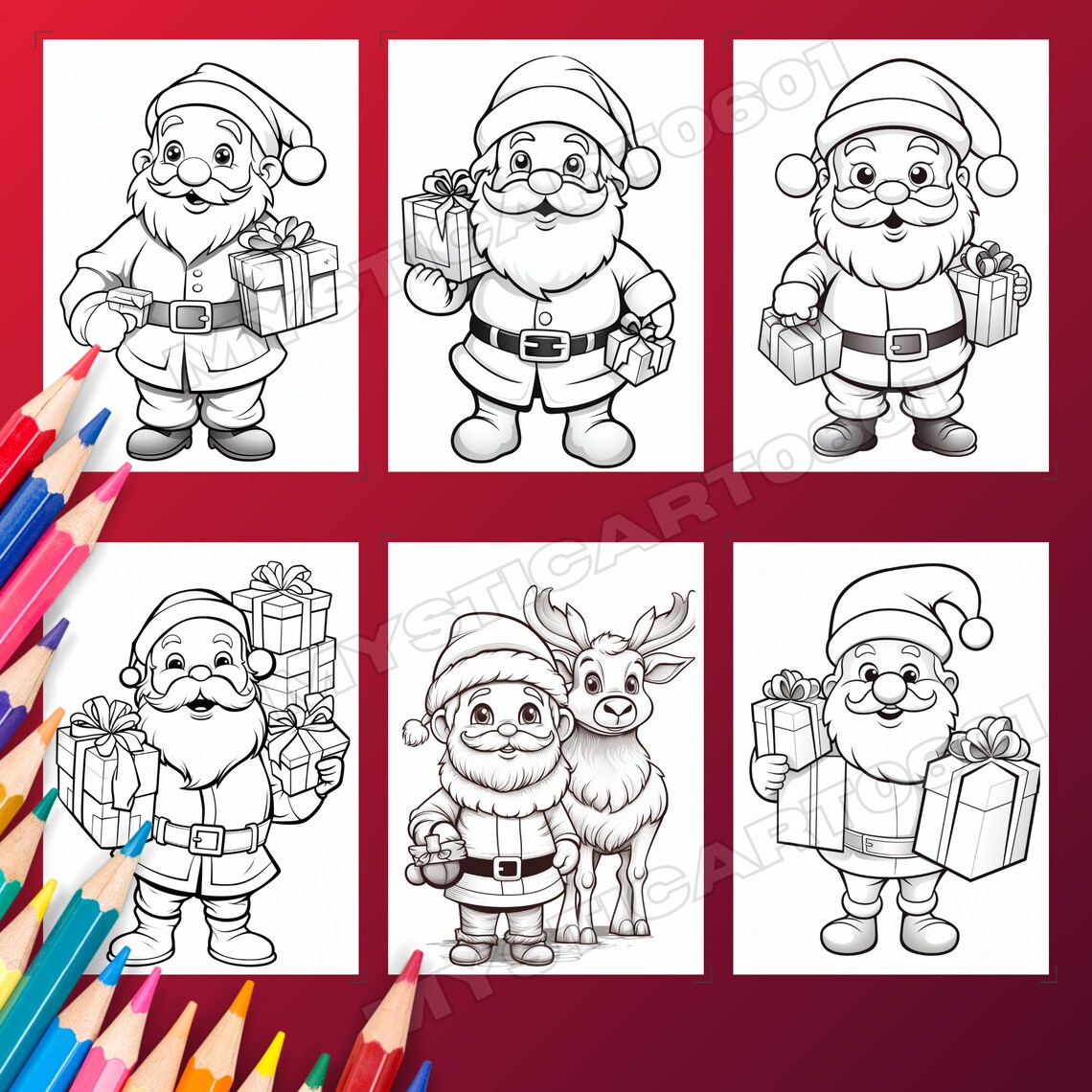 Santa Claus Coloring Book, 30 Printable Pages (PDF Pattern) - Etsy