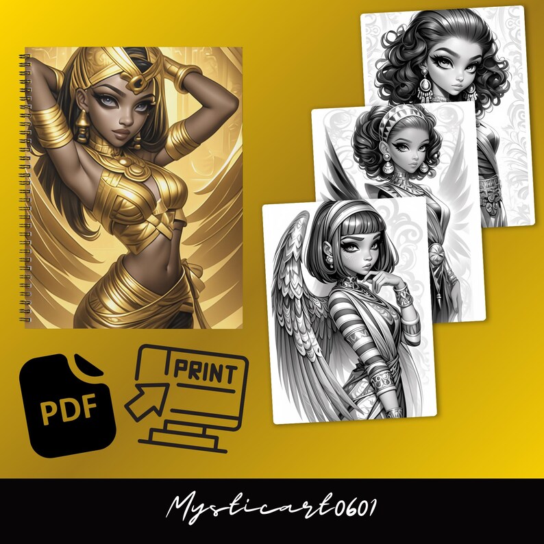 Egyptian Goddess Isis Coloring Book – 30 Page Grayscale Art (printable ...