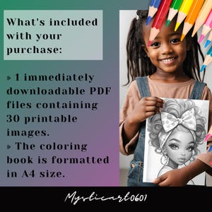 Cute Bow Girl Part 2. Coloring Book - 30 Page Grayscale Coloring Book ...