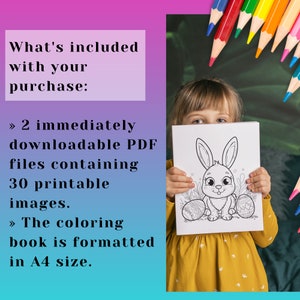 Cute Kawaii Easter Bunnies Coloring Book,30 Page Coloring Book of ...