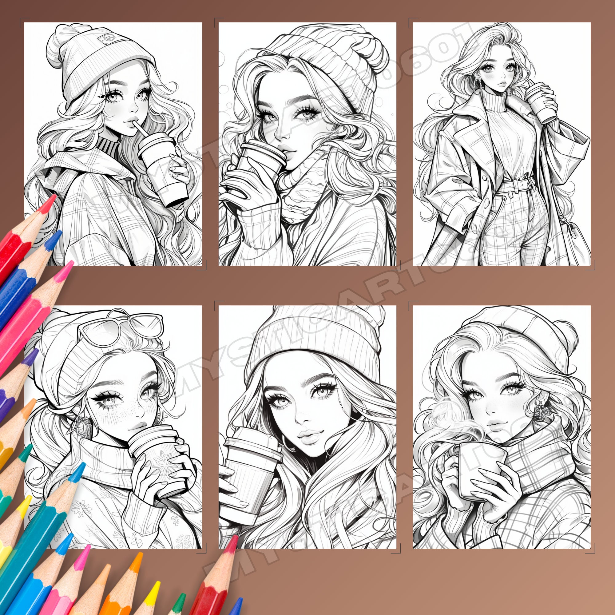 Coffee Girls Coloring Book 30 Pages of Cozy Coffee Scenes,perfect for ...