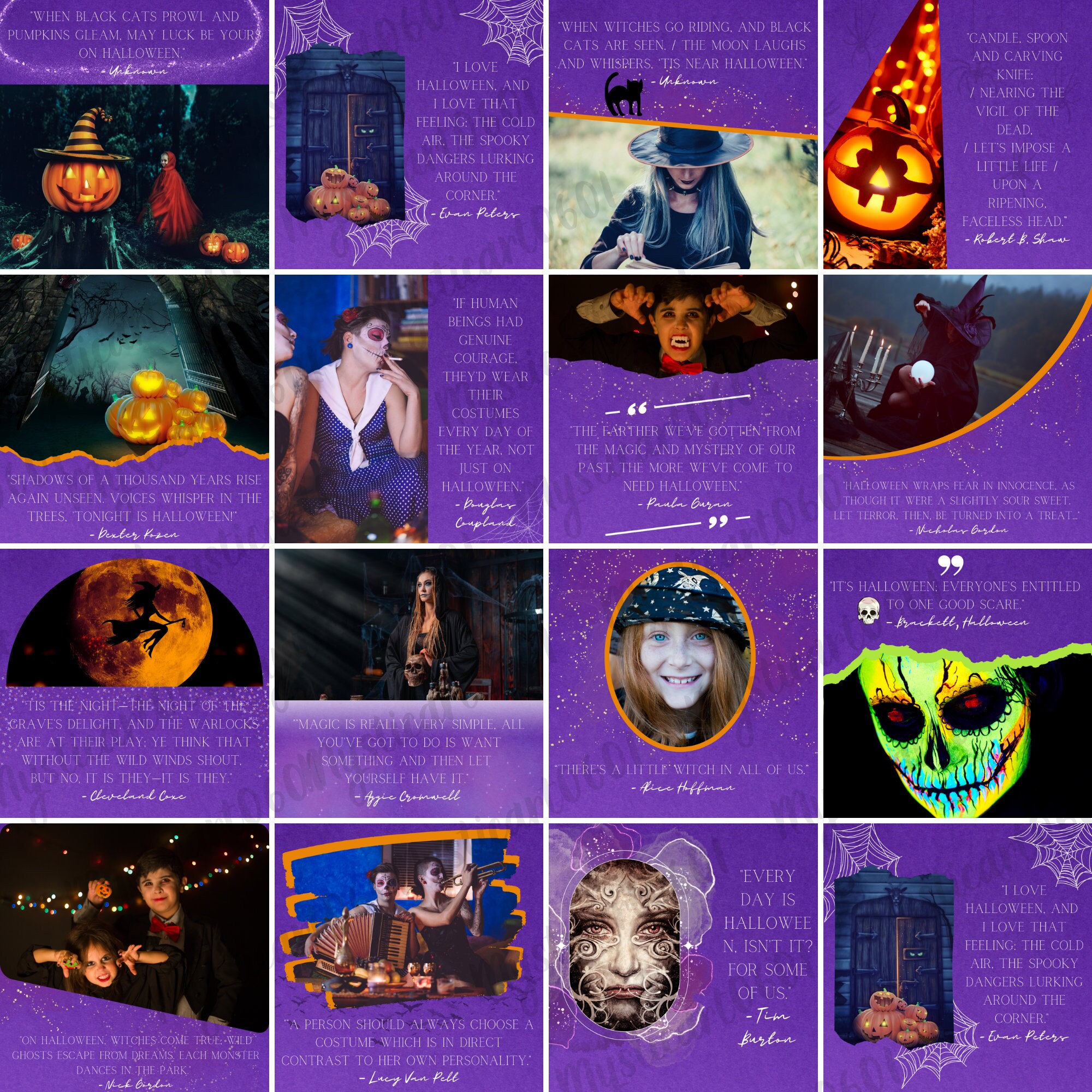 30 Halloween Photo Frame Quote Templates Halloween Quote Editable CANVA ...