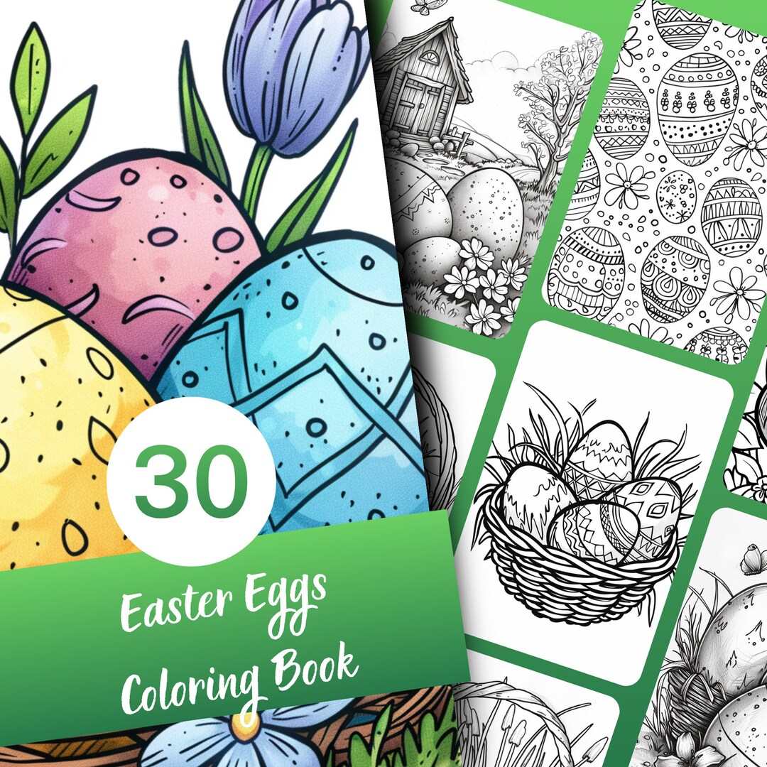 Easter Eggs Coloring Book, 30 Pages of Easter Eggs Coloring Fun for ...