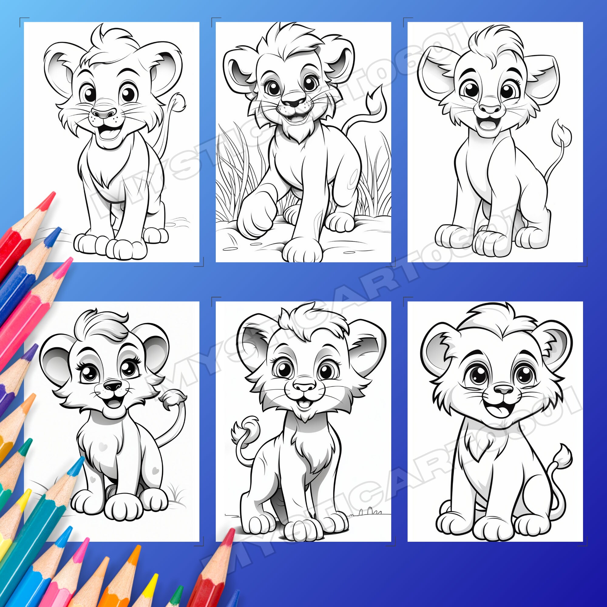 Baby Lion Coloring Book, 30 Page Cute Baby Lion Coloring Book for Kids ...