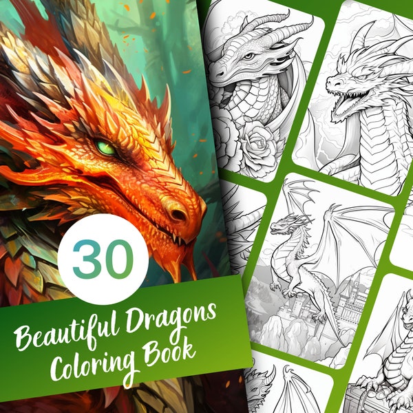 Dragon Coloring Page Printable - Etsy