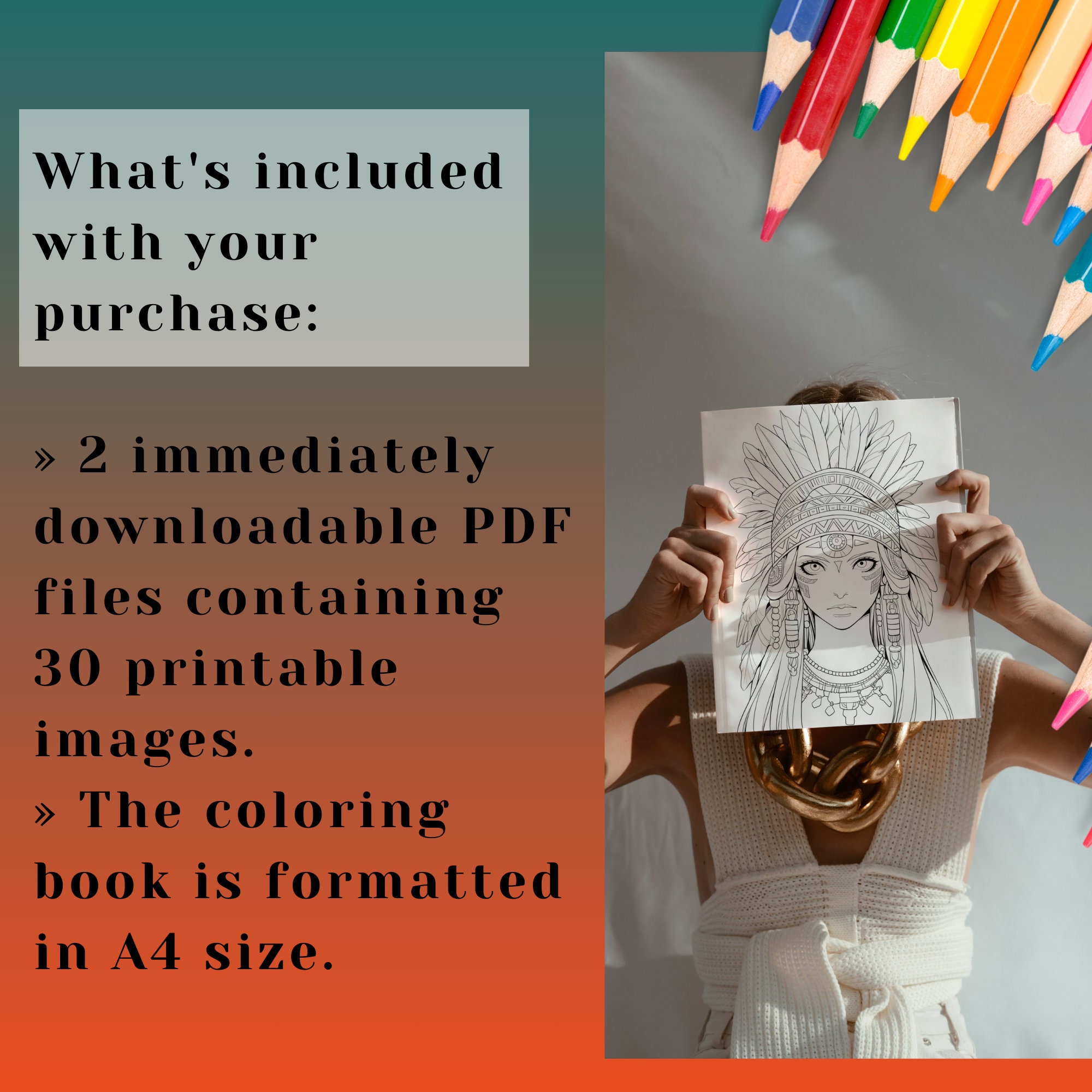 Aztec Anime Priestess Coloring Book, 30 Pages Featuring Aztec ...