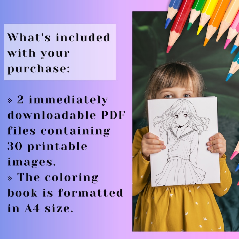 Special Anime School Girls Coloring Book, 30 Pages of Anime School ...