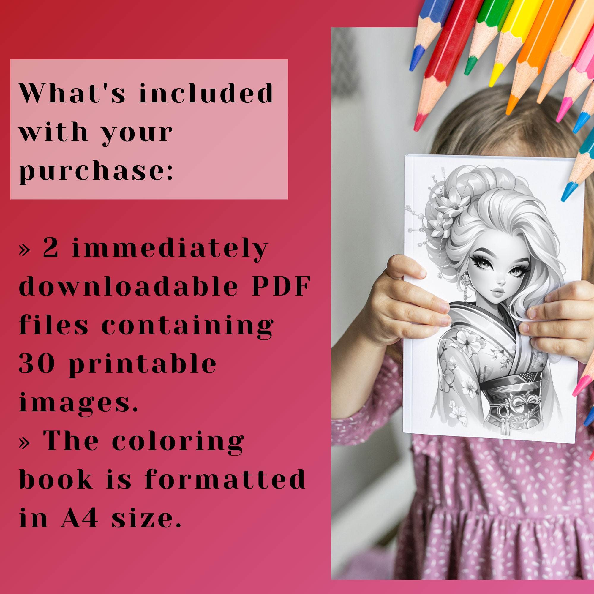 Cute Geisha Girl Coloring Book,30 Pages of Adorable Geisha Girl ...