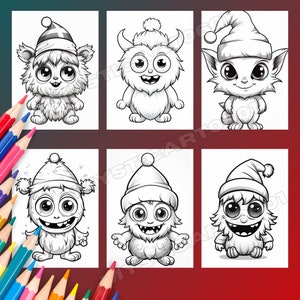 Cute Christmas Monsters Coloring Book- 30 Page Coloring Book for Kids ...