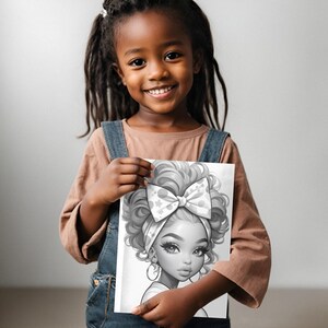 Cute Bow Girl Part 2. Coloring Book - 30 Page Grayscale Coloring Book ...