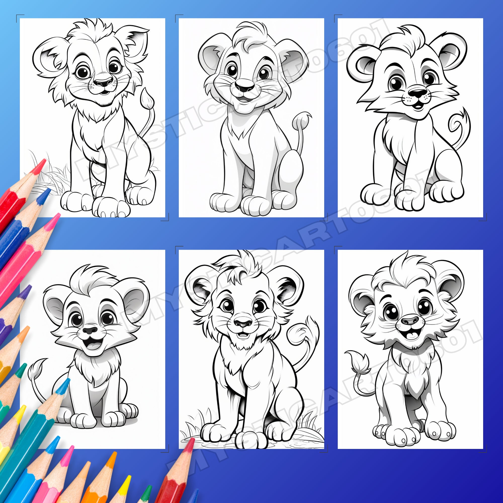 Baby Lion Coloring Book, 30 Page Cute Baby Lion Coloring Book for Kids ...