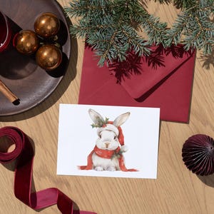 Watercolor Christmas Bunny Clipart,cute Bunny With Festive Decorations ...