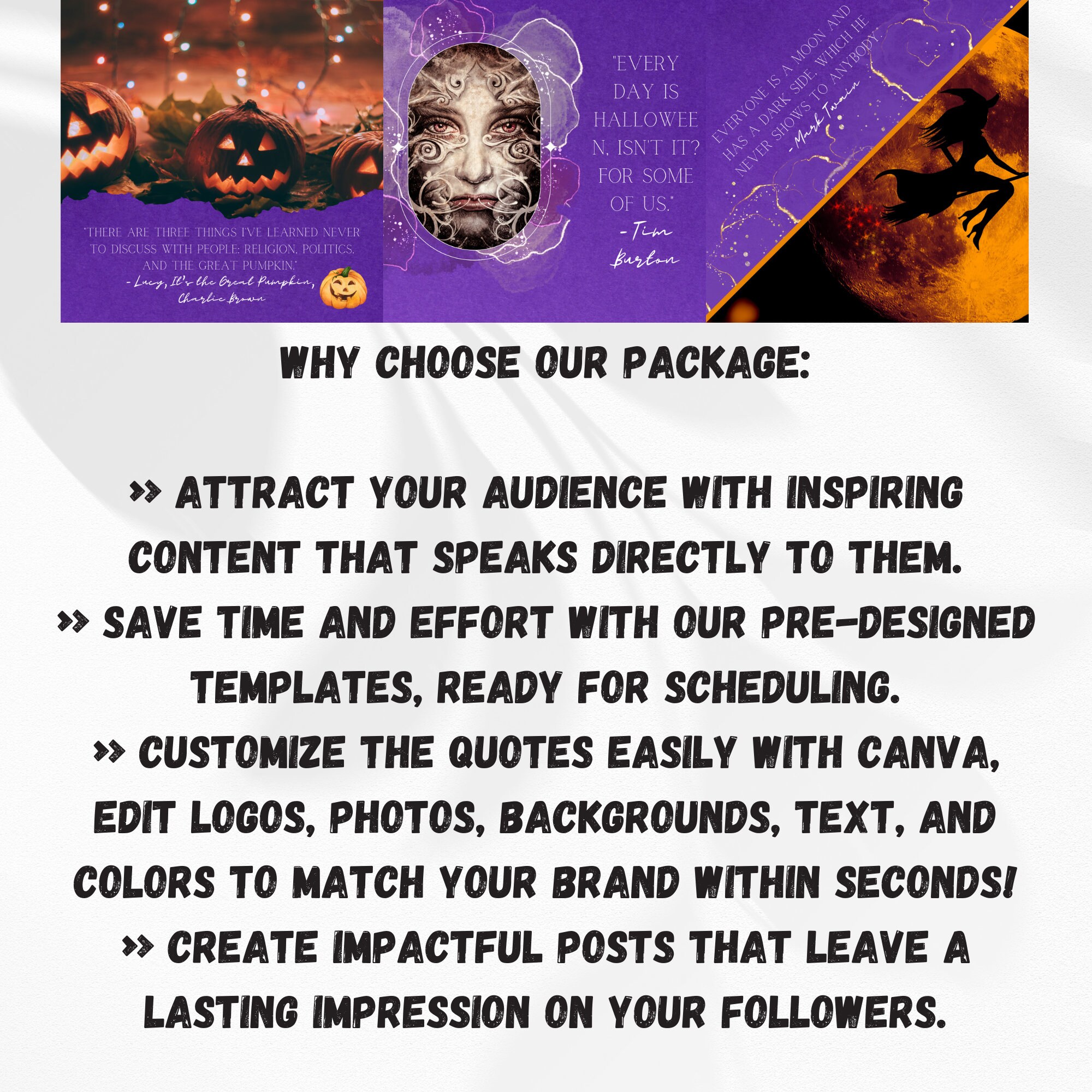 30 Halloween Photo Frame Quote Templates Halloween Quote Editable CANVA ...