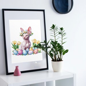 Watercolor Easter Sphynx Cat Clipart – 10 Cute Easter Cat Illustrations ...