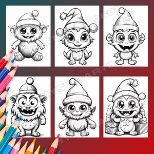 Cute Christmas Monsters Coloring Book- 30 Page Coloring Book for Kids ...