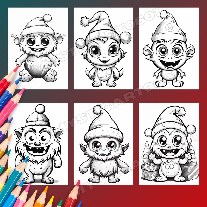 Christmas Monster Coloring Book – 30 Page Printable PDF (instant ...