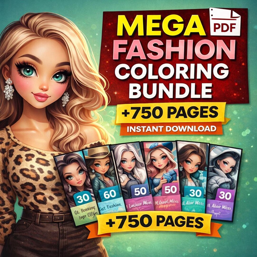 Megapaquete de libros para colorear de moda: 750 páginas, colección de ...