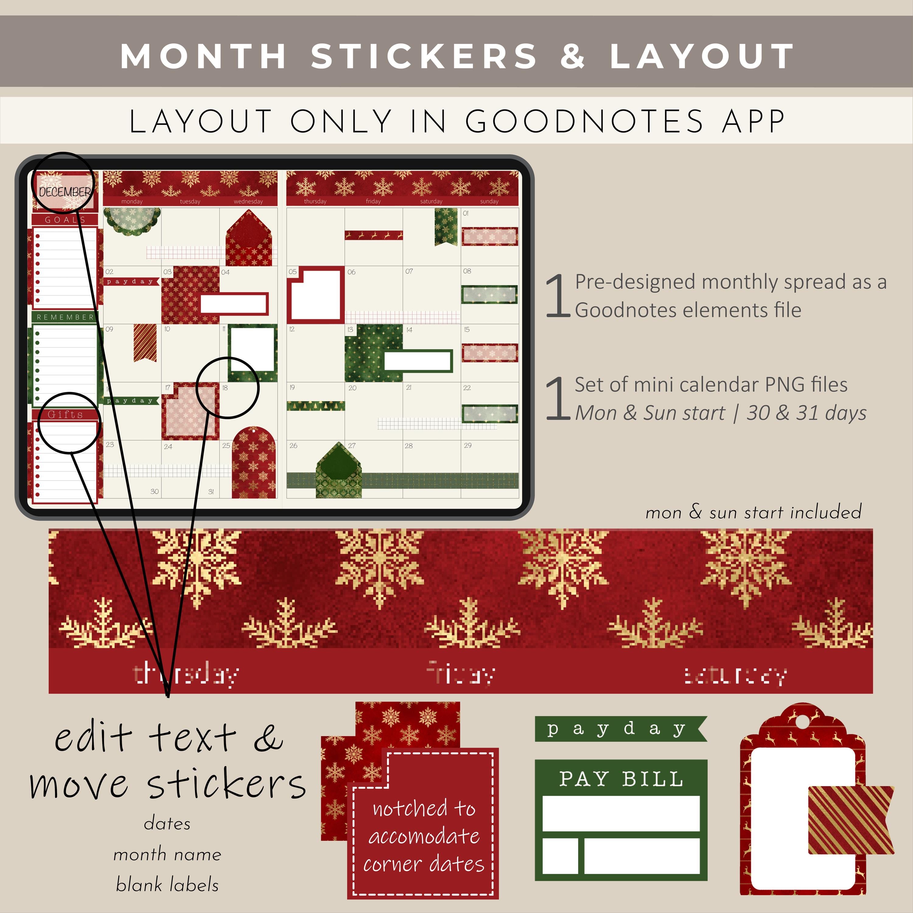 Holiday Digital Planner Stickers & Instant Goodnotes Planner Spreads ...