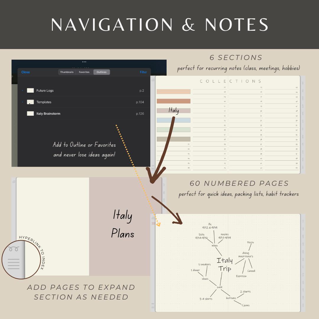 Realistic Digital Bullet Journal • Dot Grid Notebook Daily Journal ...