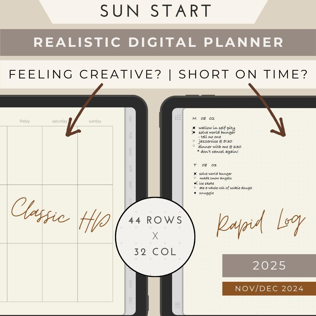2025 Digital Bullet Journal • Realistic Dot Grid Notebook Daily Journal ...