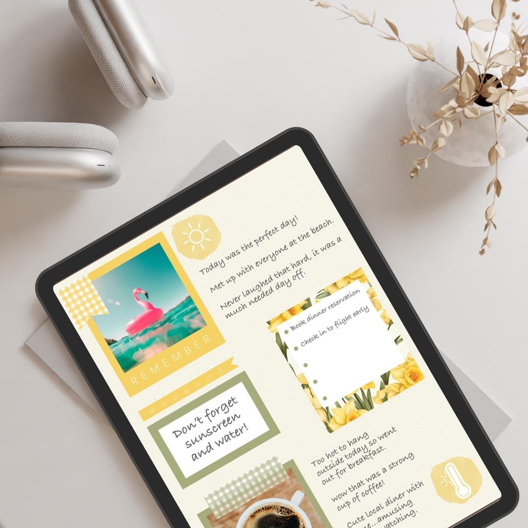 Realistic Digital Bullet Journal • Daily Journal Dot Grid Notebook ...